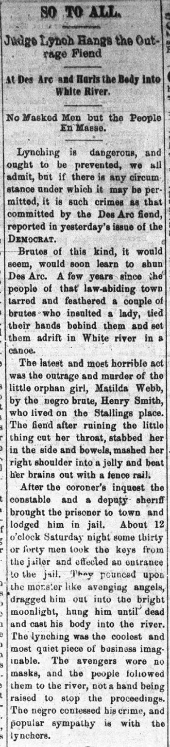 Smith, Henry Lynching Article - Encyclopedia of Arkansas