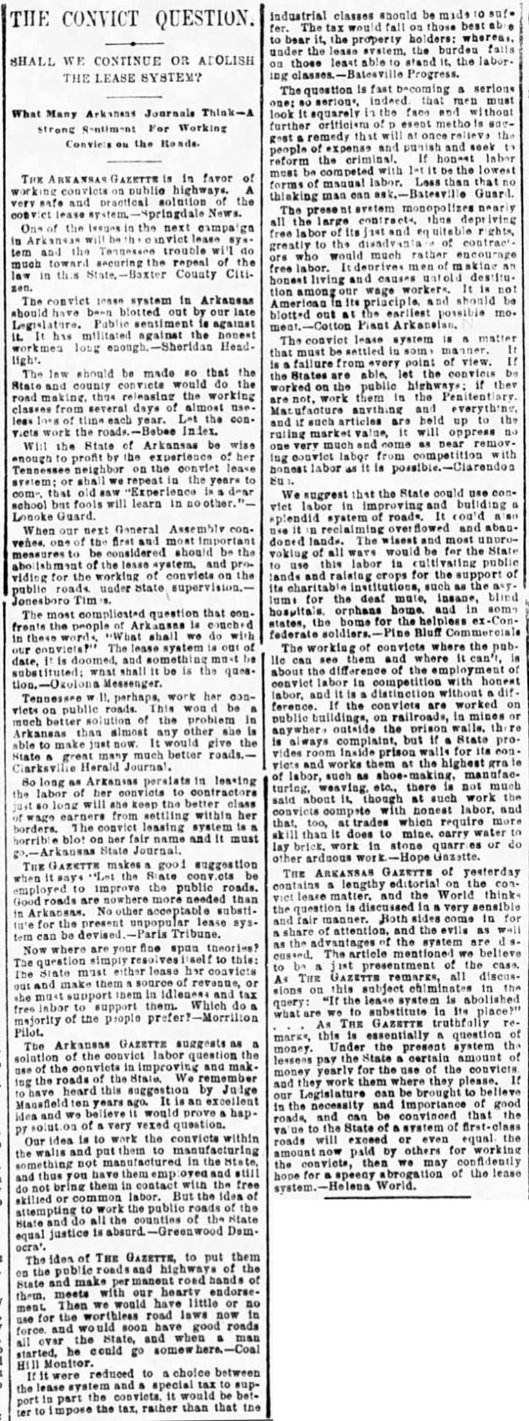 Convict Lease System Article - Encyclopedia of Arkansas