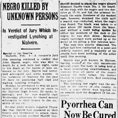 Harrison, John Henry (Lynching of) - Encyclopedia of Arkansas