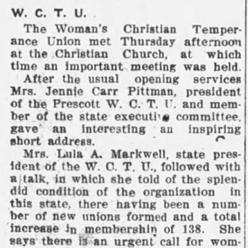 Woman's Christian Temperance Union (WCTU) - Encyclopedia of Arkansas