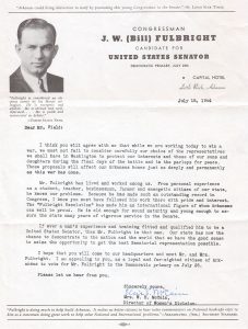 Fulbright Campaign Letter - Encyclopedia of Arkansas