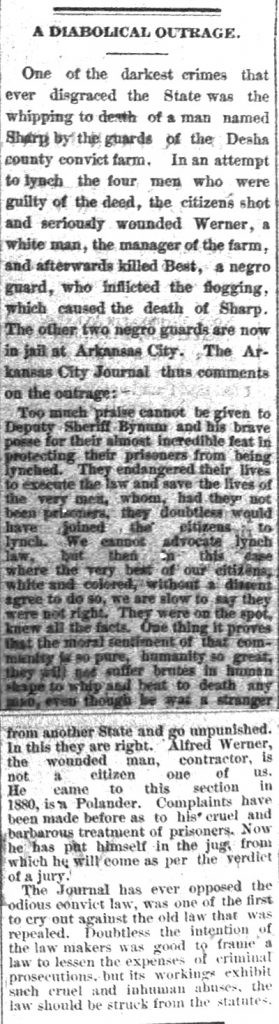 Sharp, William Murder Story - Encyclopedia of Arkansas