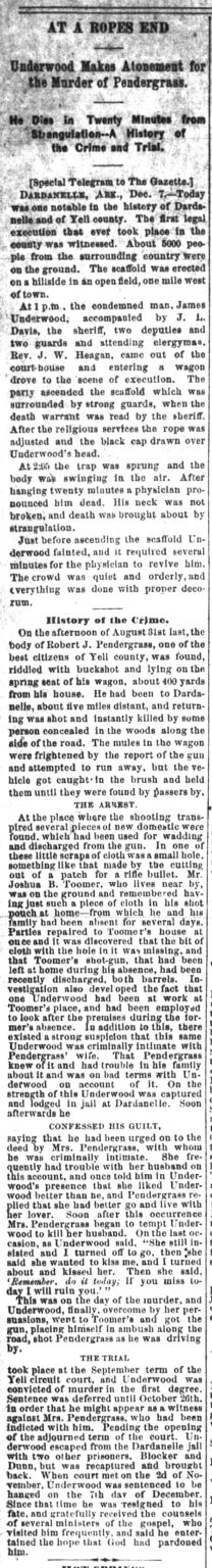 Underwood, James Execution Story - Encyclopedia of Arkansas