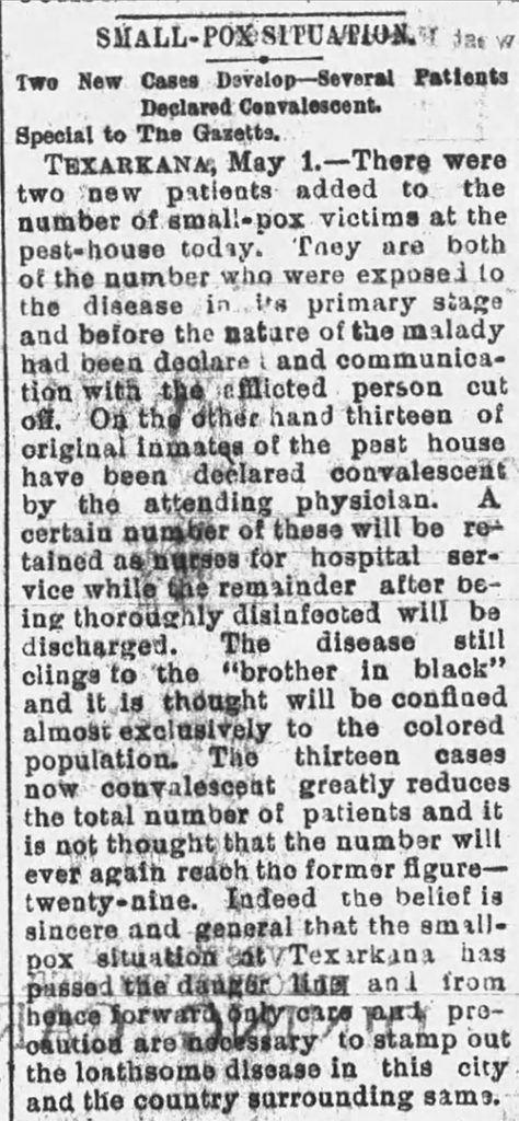Smallpox in Texarkana - Encyclopedia of Arkansas