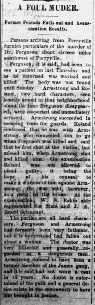 Armstrong Murder Story - Encyclopedia of Arkansas