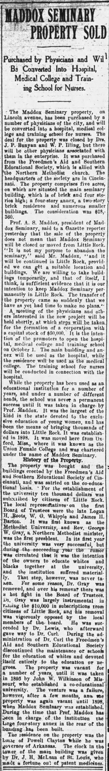 Maddox Seminary Story - Encyclopedia of Arkansas