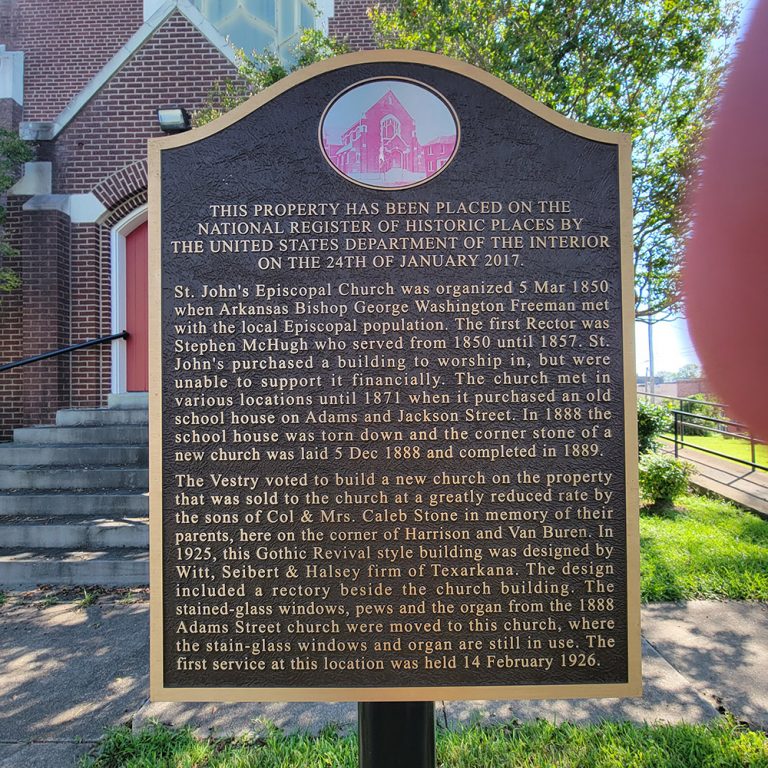St. John's Episcopal Church Plaque - Encyclopedia of Arkansas