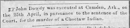 Dowdy, John Execution Article - Encyclopedia of Arkansas