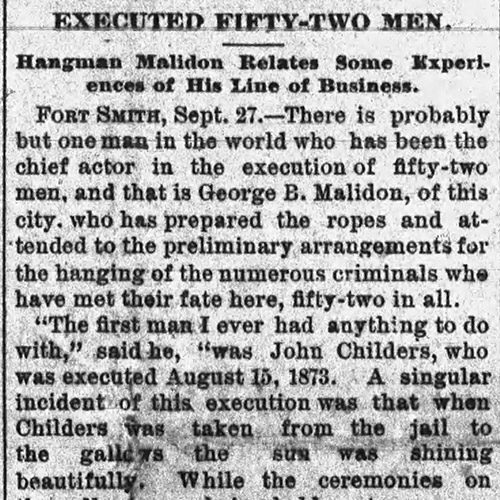 Billy, John (Execution of) - Encyclopedia of Arkansas