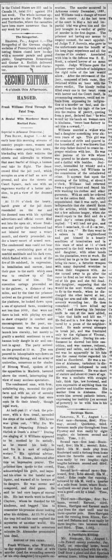Williams, Frank (Execution of) - Encyclopedia of Arkansas